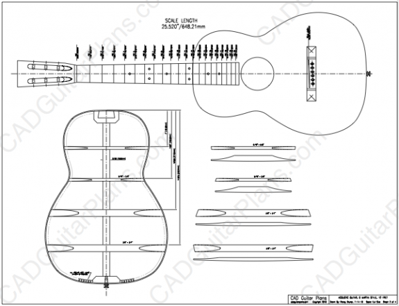 PDF Size 0 Martin 12 Fret Body Style Acoustic Guitar Plan - CAD Guitar ...