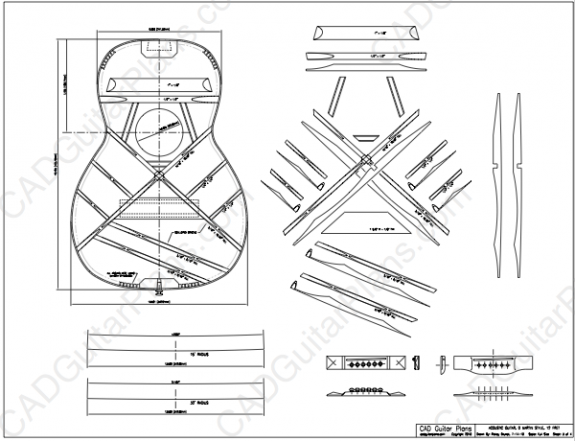 PDF Size 0 Martin 12 Fret Body Style Acoustic Guitar Plan - CAD Guitar ...
